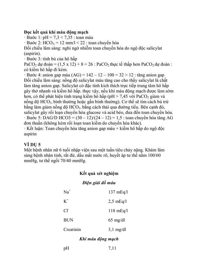 MỘT VÀI VÍ DỤ KHÍ MÁU ĐỘNG MẠCH | PDF