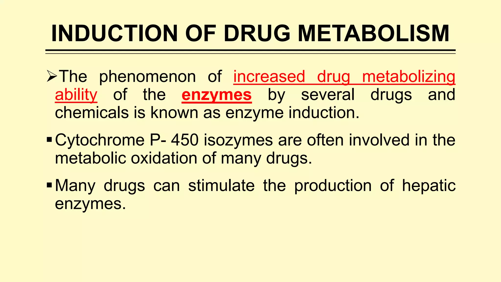 Inhibition and induction of drug metabolism | PDF