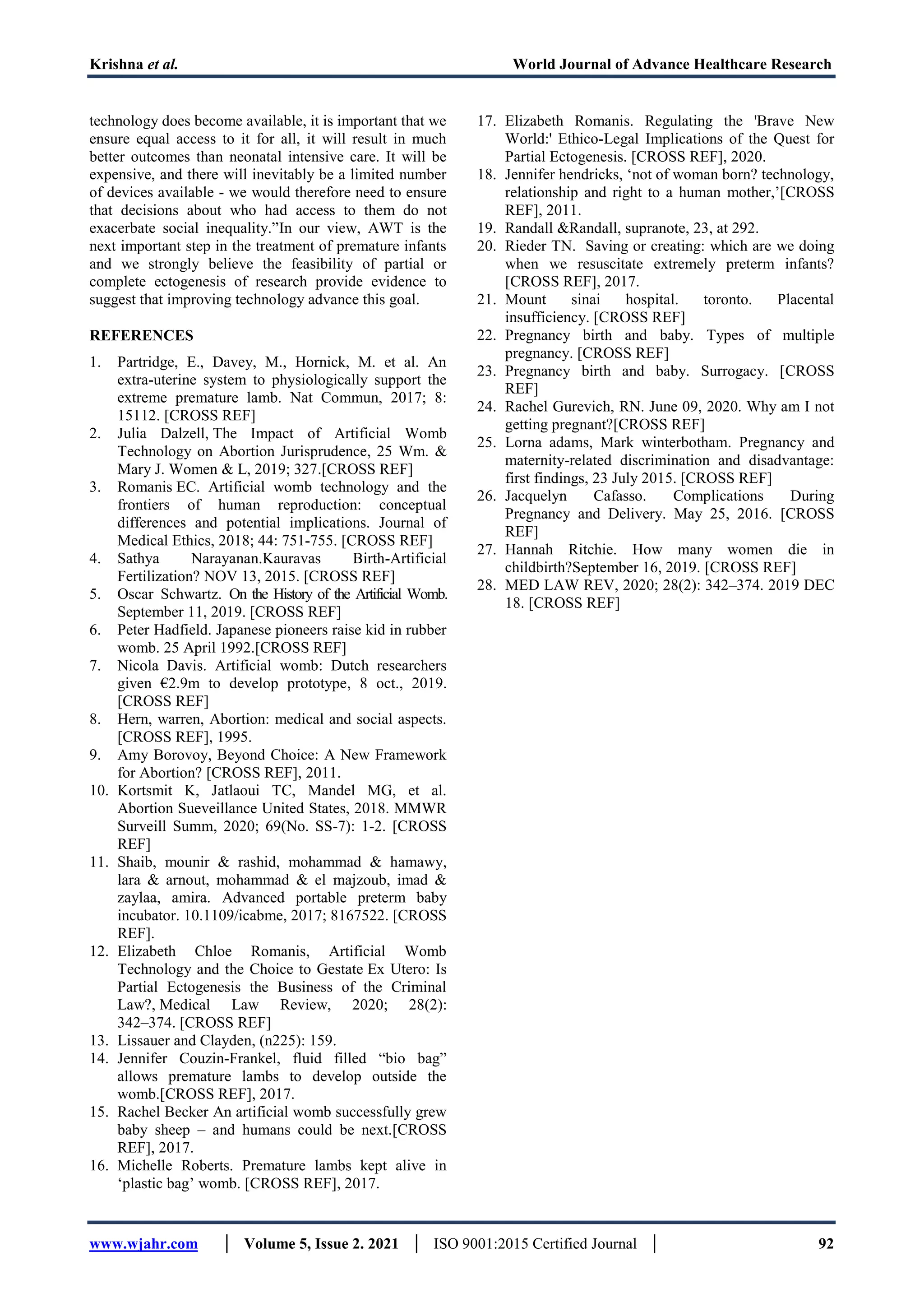 ECTOGENESIS: ARTIFICIAL WOMB TECHNOLOGY – A WOMEN’S BEYOND CHOICE | PDF