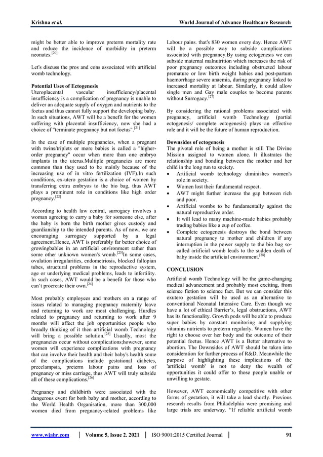 ECTOGENESIS: ARTIFICIAL WOMB TECHNOLOGY – A WOMEN’S BEYOND CHOICE | PDF ...