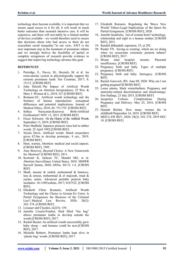 ECTOGENESIS: ARTIFICIAL WOMB TECHNOLOGY – A WOMEN’S BEYOND CHOICE | PDF ...