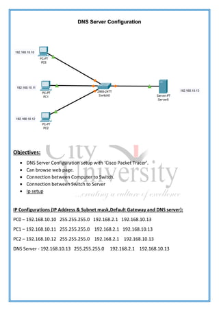 DNS Server configure with Cisco Packet Tracer | PDF