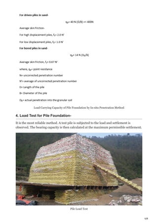 Pile foundation -Types, Advantages & Load Carrying Capacity | PDF