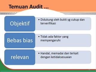 Bukti, Temuan, Kesimpulan dan Saran Audit _"AUDIT SISTEM MANAJEMEN" Training | PPTX