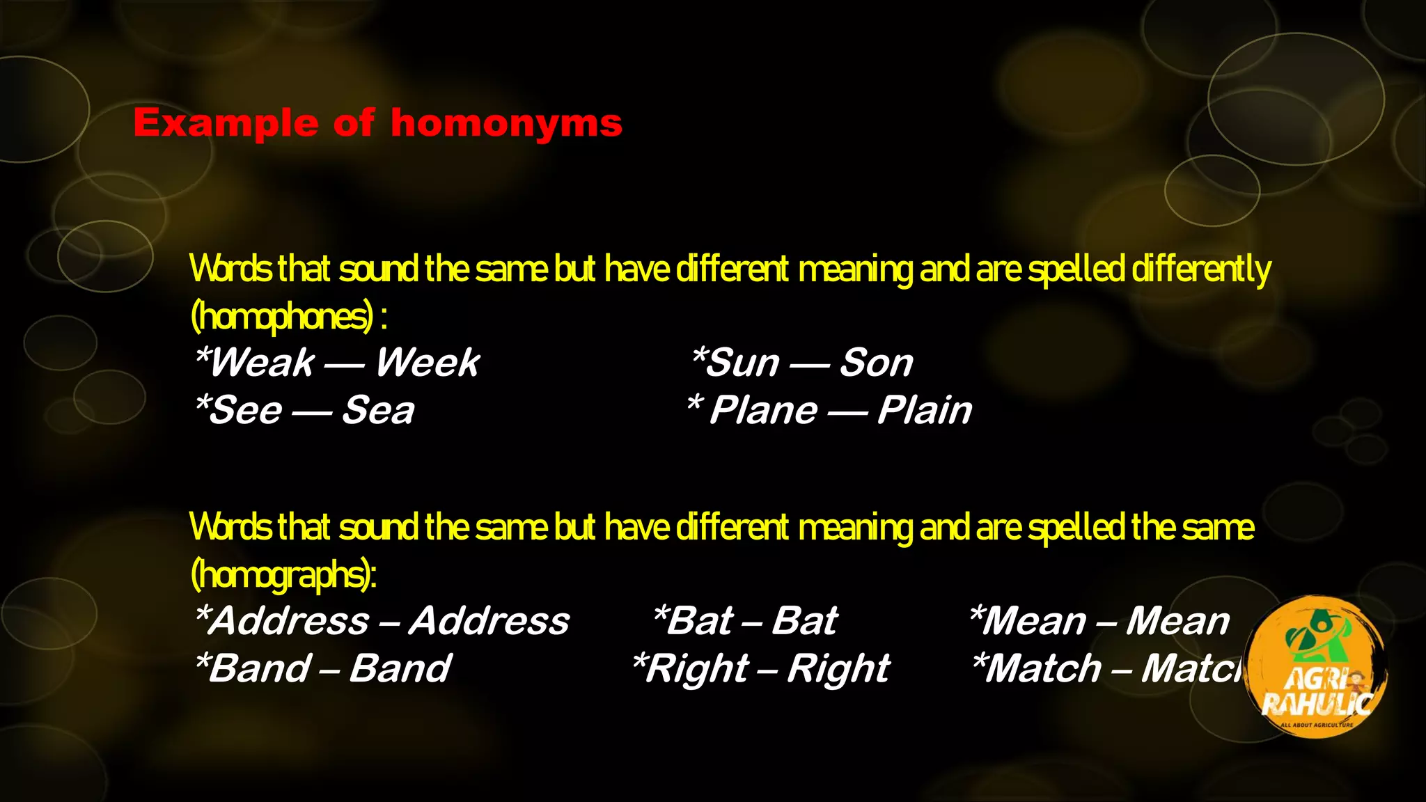 8. homonyms { b.sc. agriculture } | PDF