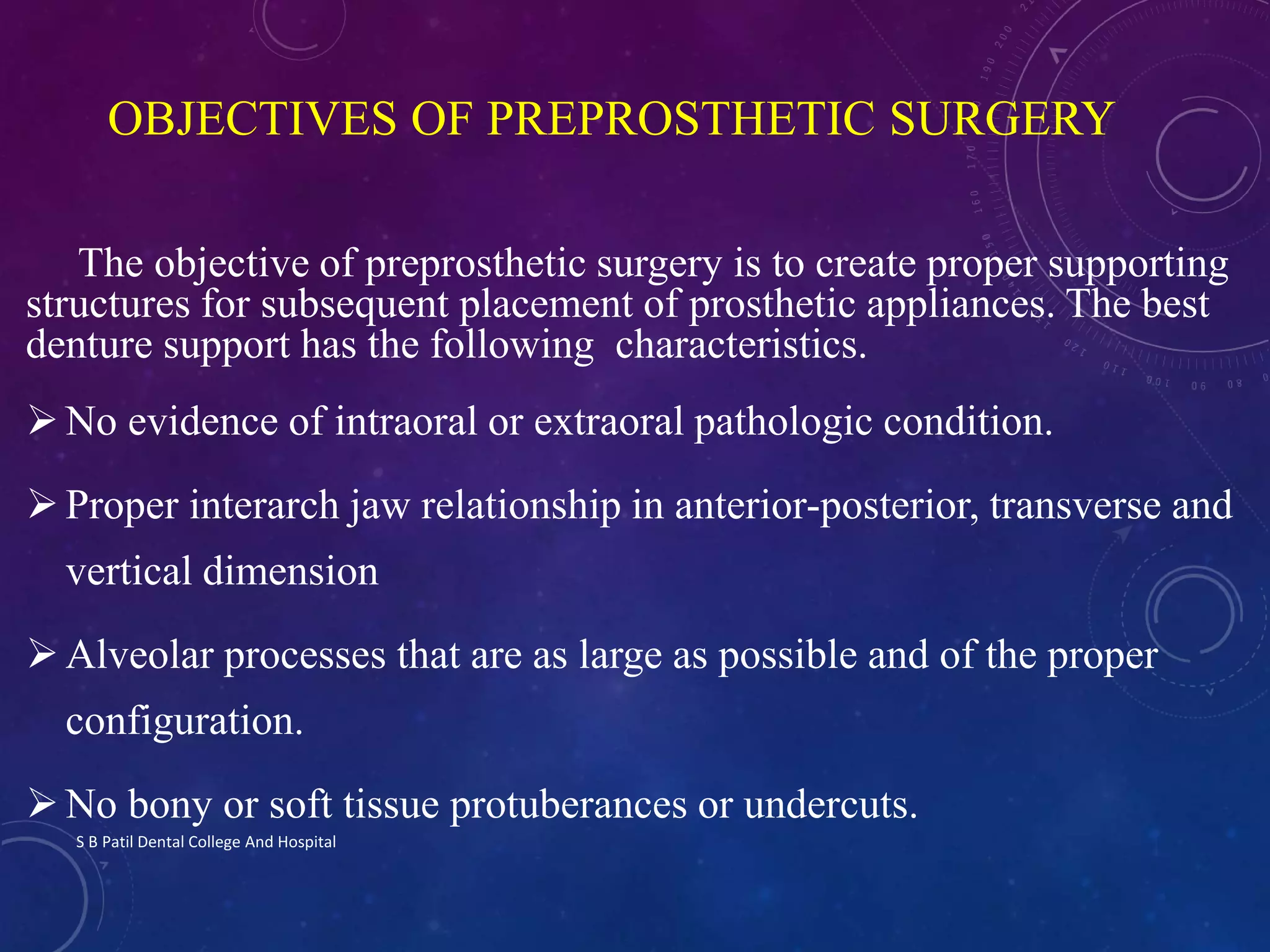 PREPROSTHETIC SURGERY: ROLE IN PREPARATION OF AN IDEAL FOUNDATION FOR ...