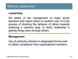 Chapter 11 Basic Approaches to Leadership.ppt