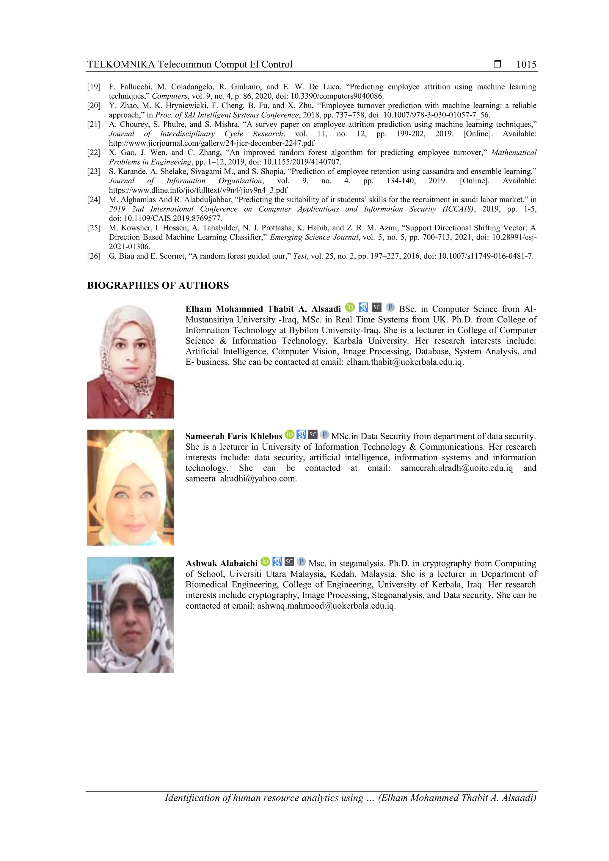 Identification of human resource analytics using machine learning algorithms | PDF | Human ...