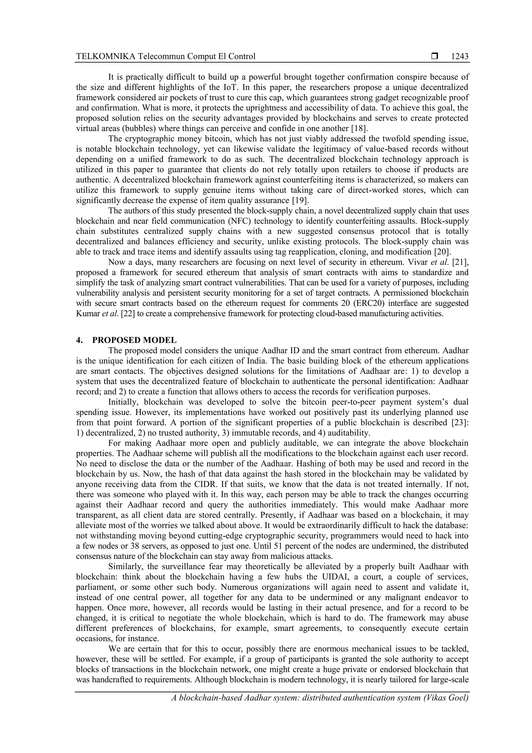 A Blockchain Based Aadhar System Distributed Authentication System Pdf