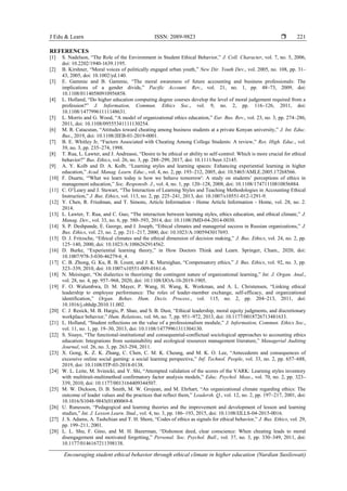 Encouraging student ethical behavior through ethical climate in higher ...