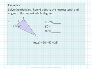 8.3 Solving Right Triangles | PPT