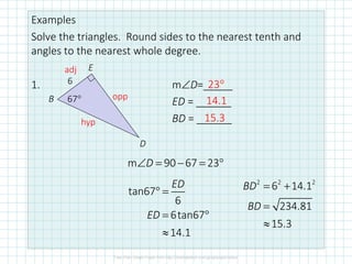 8.3 Solving Right Triangles | PPT