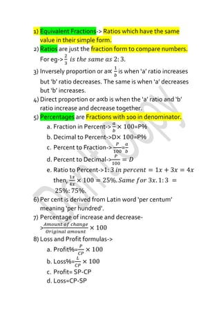 Understanding Equivalent Fractions, Ratios, Percentages, and Interest ...