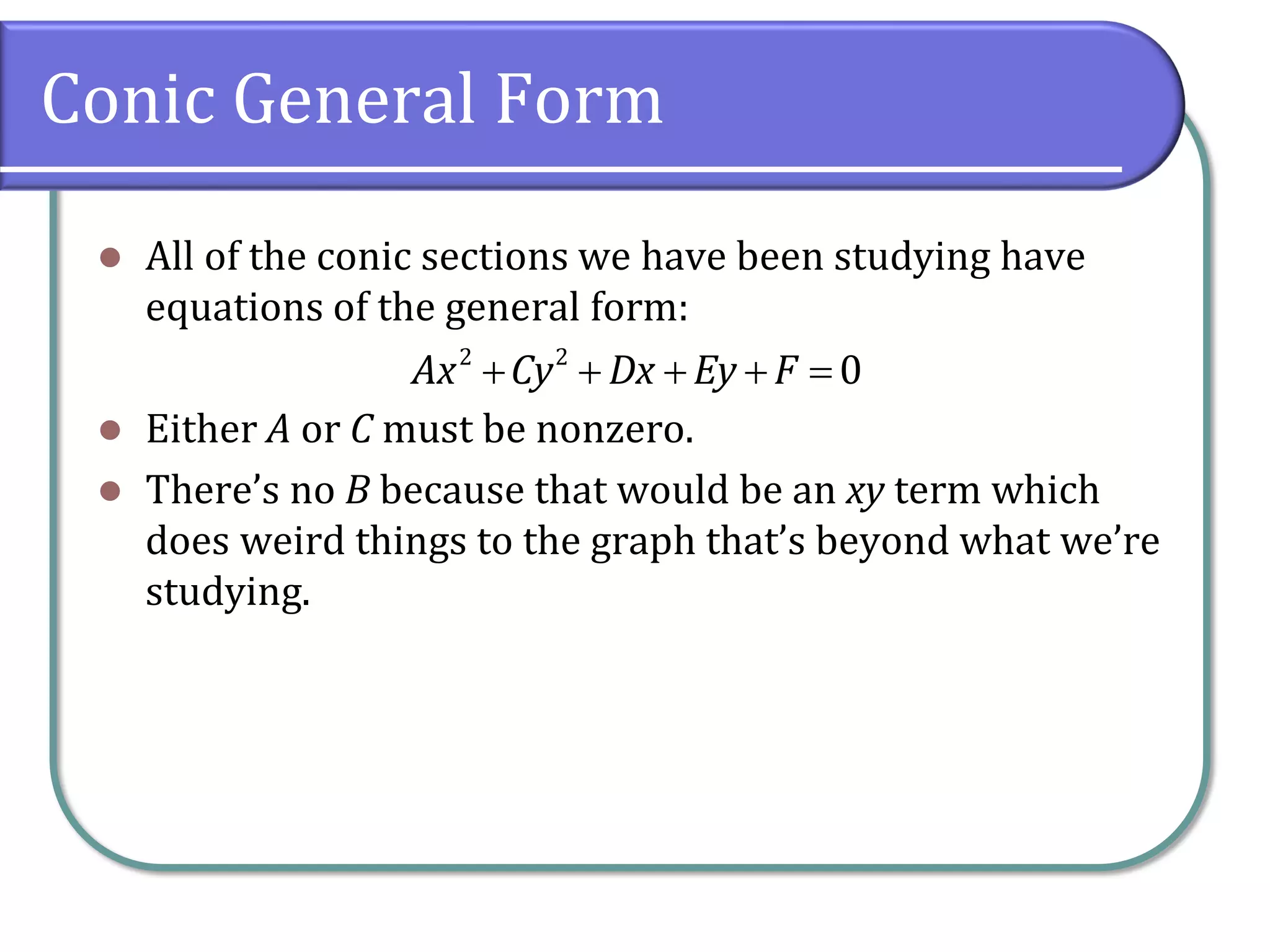 8.4 Summary of the Conic Sections | PPT