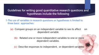 Research questions & hypotheses,Qualitative ,Quantitative and mixed ...