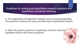 Research questions & hypotheses,Qualitative ,Quantitative and mixed methods | PPTX | Biological ...