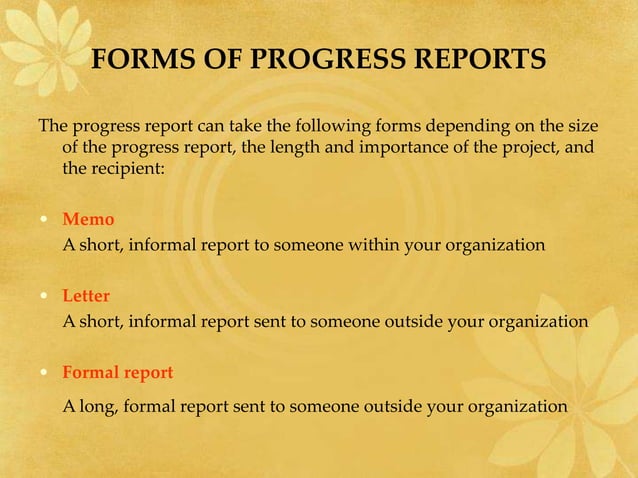 8. PROGRESS REPORT.ppt | Resume Writing and Advice | Job Search