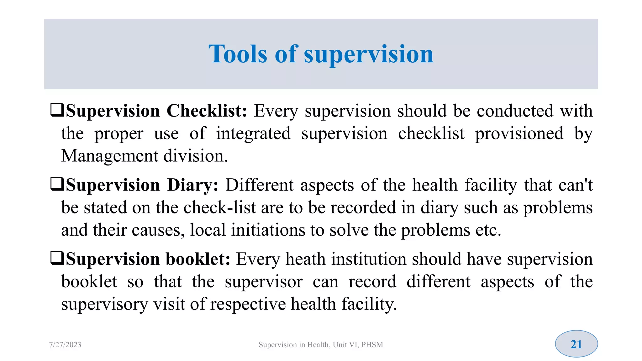 Supervision in Health | PPTX