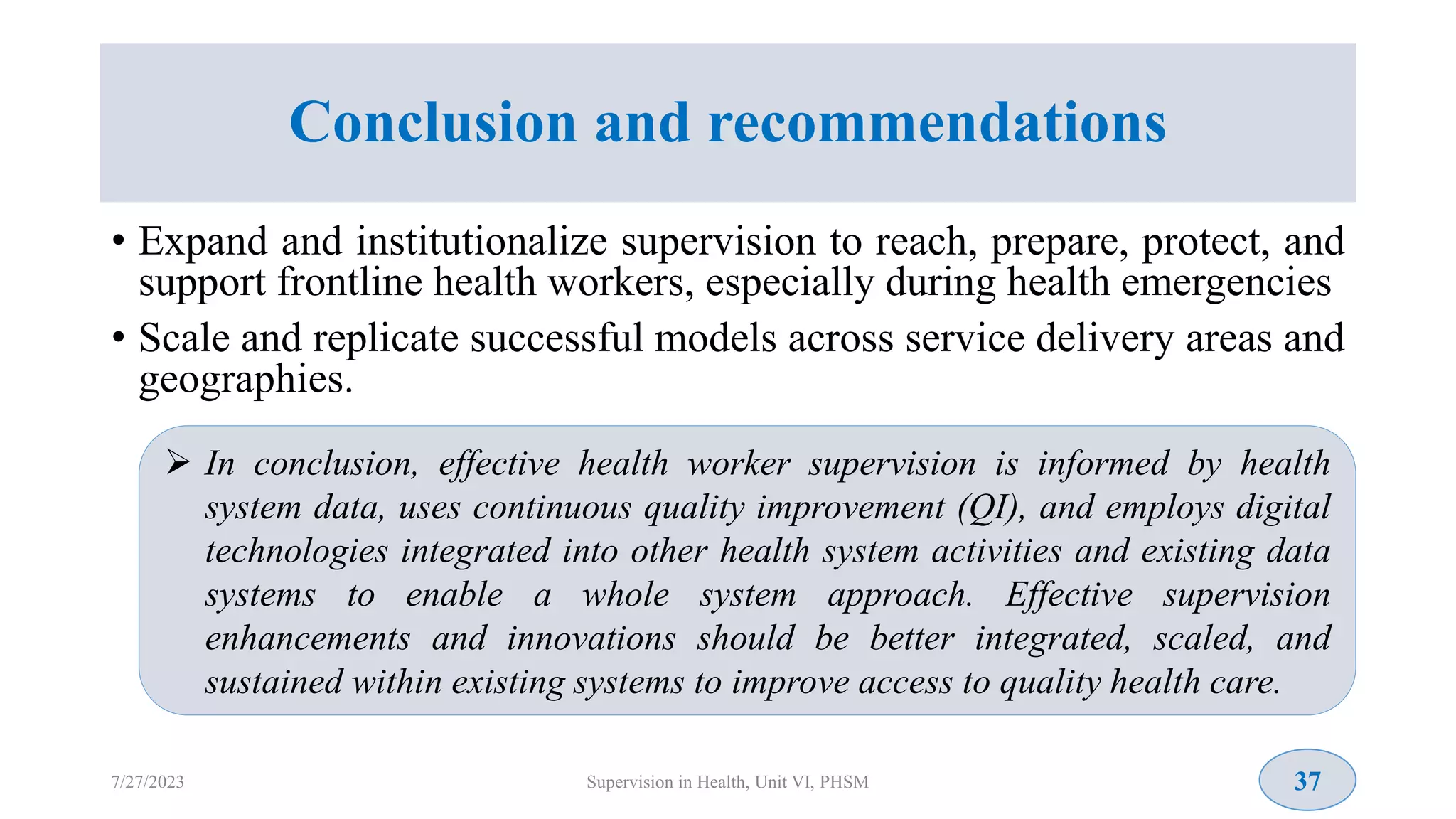 Supervision in Health | PPTX
