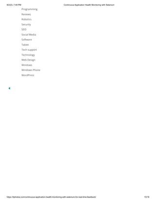Continuous Application Health Monitoring with Selenium for Real-time Feedback | PDF | Web ...