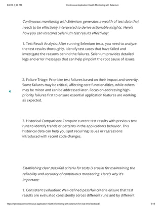 Continuous Application Health Monitoring with Selenium for Real-time Feedback | PDF | Web ...
