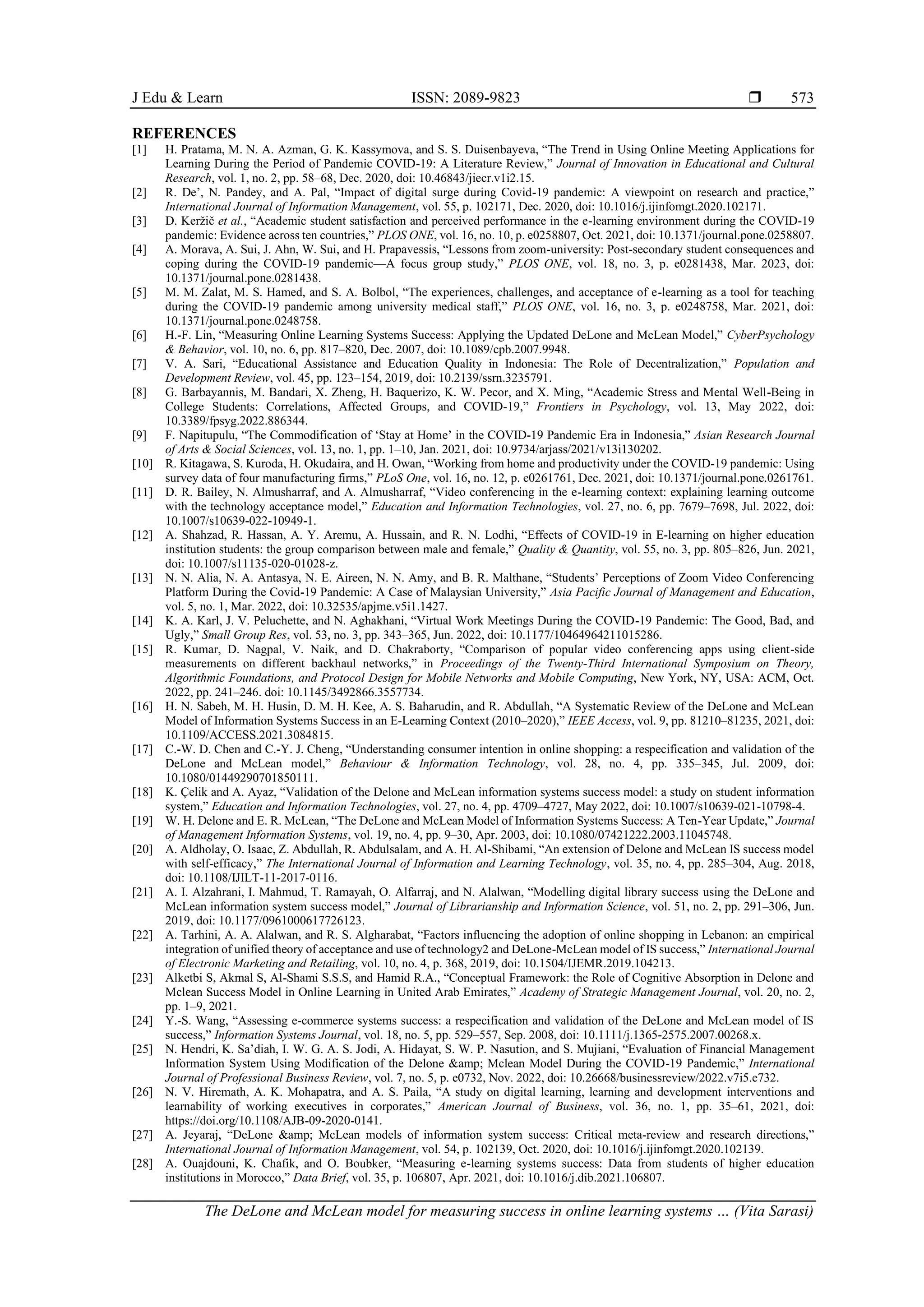 The DeLone and McLean model for measuring success in online learning ...