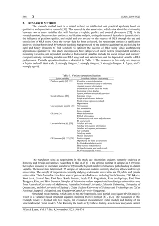 The DeLone and McLean model for measuring success in online learning systems: Indonesian ...