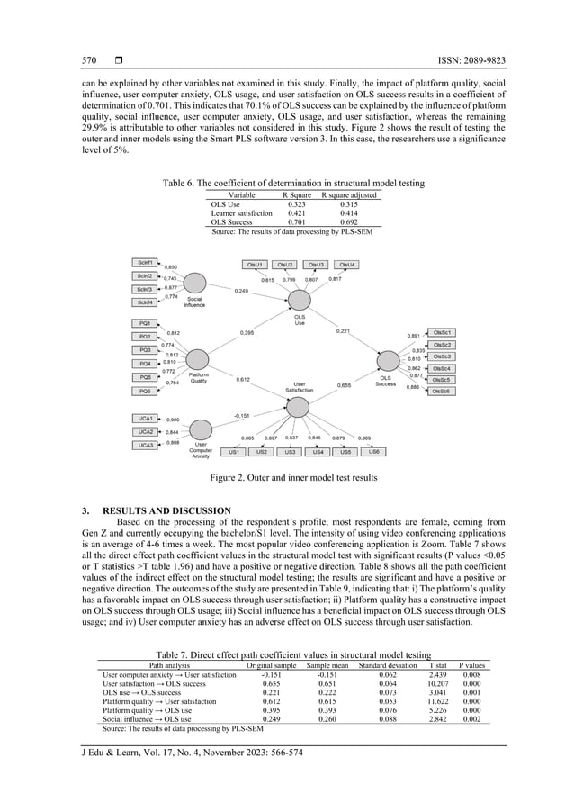 The DeLone and McLean model for measuring success in online learning ...