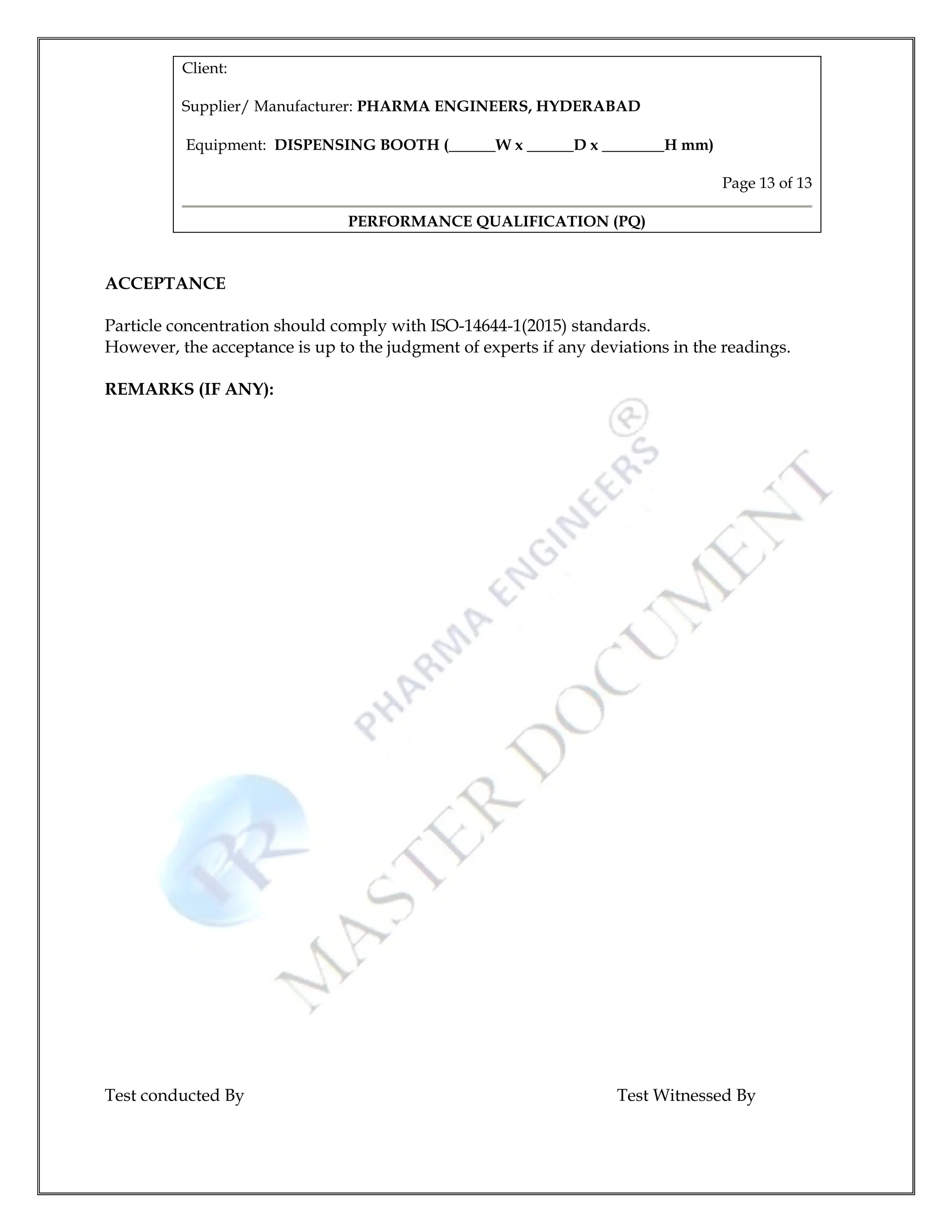 8.4 PERFORMANCE QUALIFICATION PROTOCOL FOR DISPENSING BOOTH (1).pdf