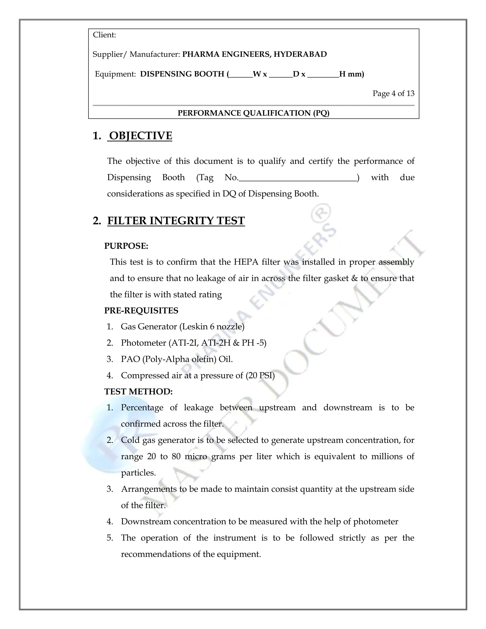 8.4 PERFORMANCE QUALIFICATION PROTOCOL FOR DISPENSING BOOTH (1).pdf