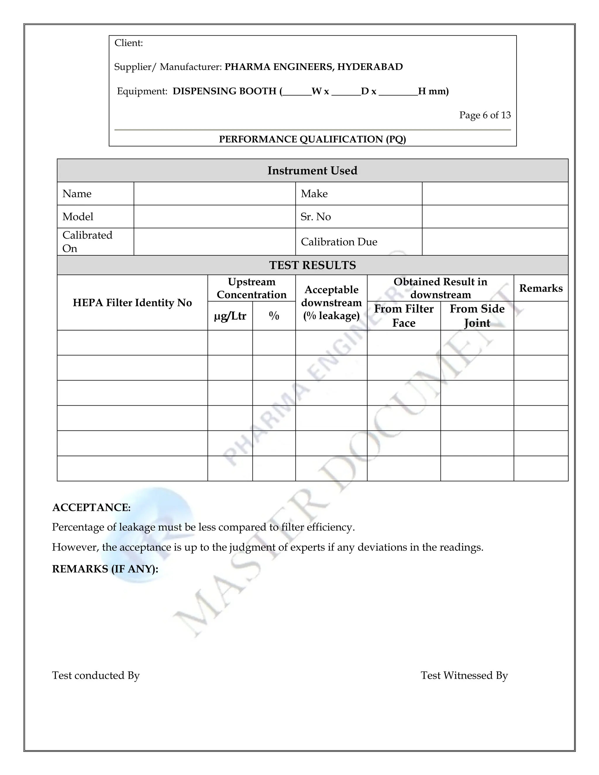 8.4 PERFORMANCE QUALIFICATION PROTOCOL FOR DISPENSING BOOTH (1).pdf