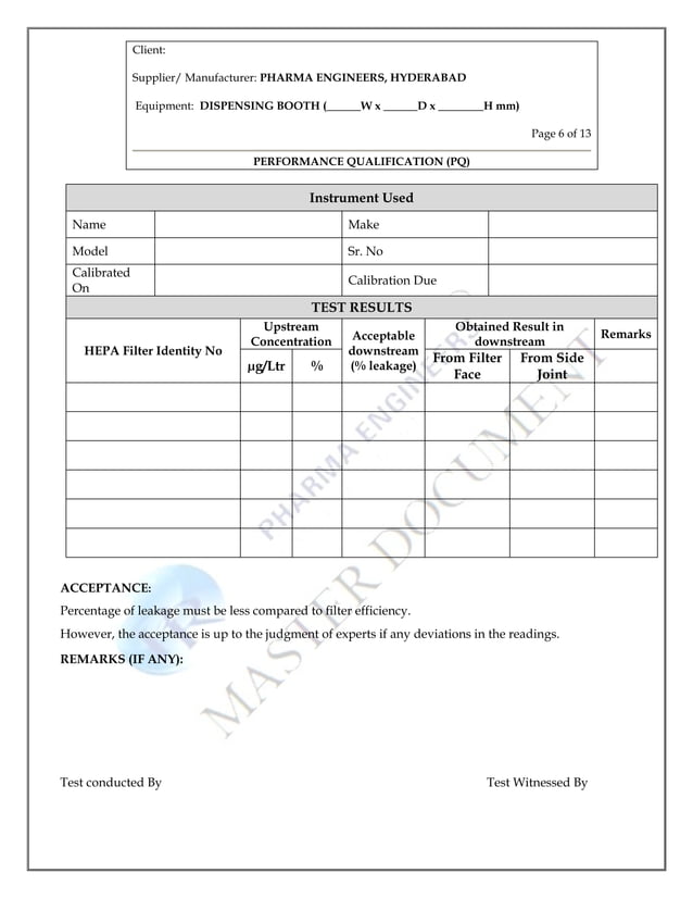8.4 PERFORMANCE QUALIFICATION PROTOCOL FOR DISPENSING BOOTH (1).pdf
