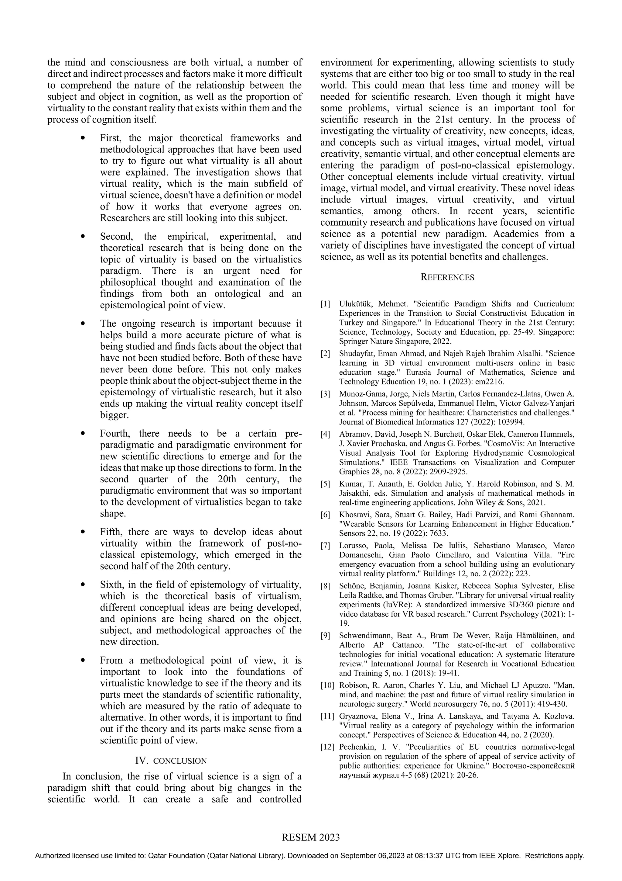 Virtual Science Is A New Scientific Paradigm | PDF