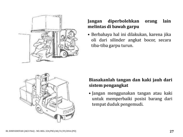 Pengoperasian aman Forklift di tempat kerja | PPTX