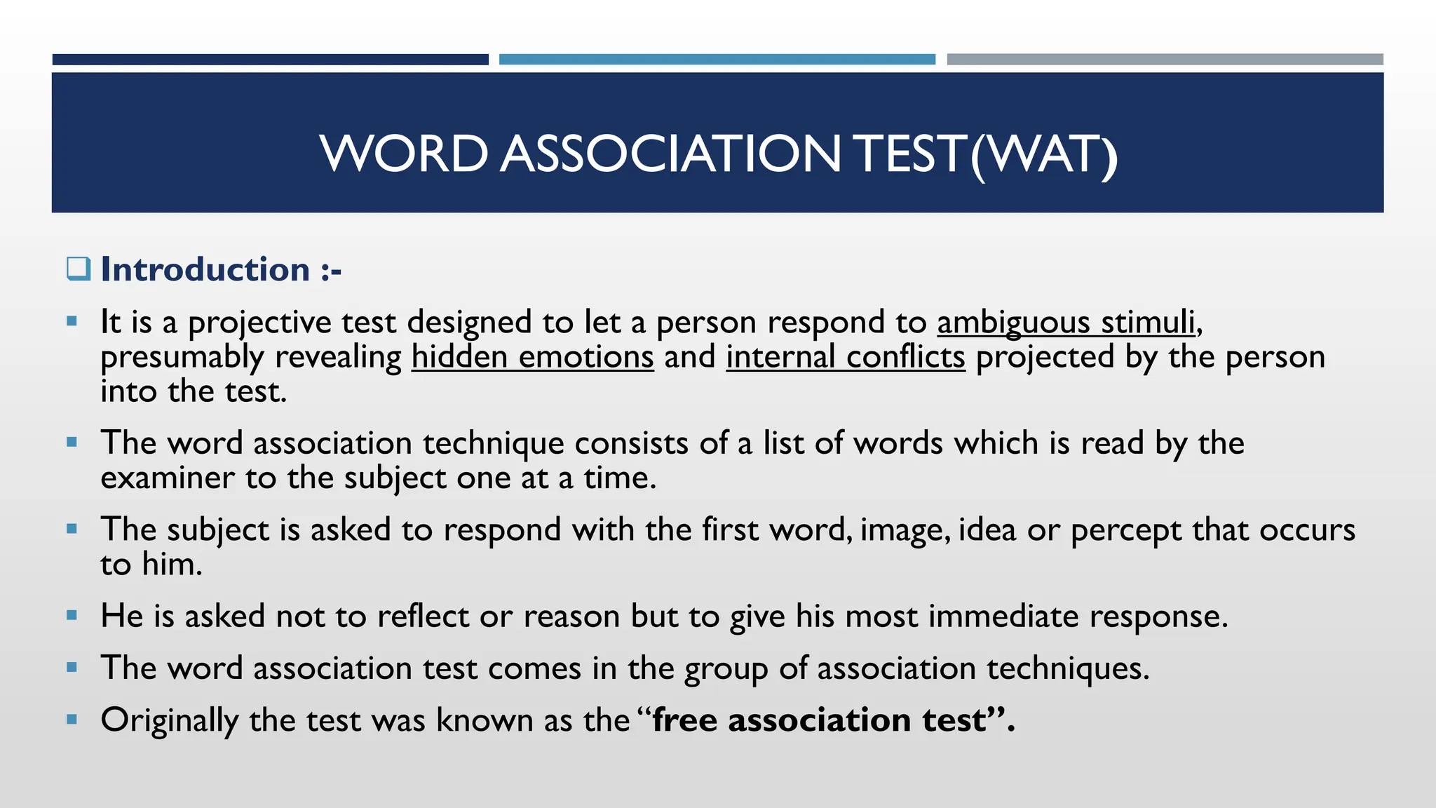 A presentation on Word Association Test(WAT) | PDF