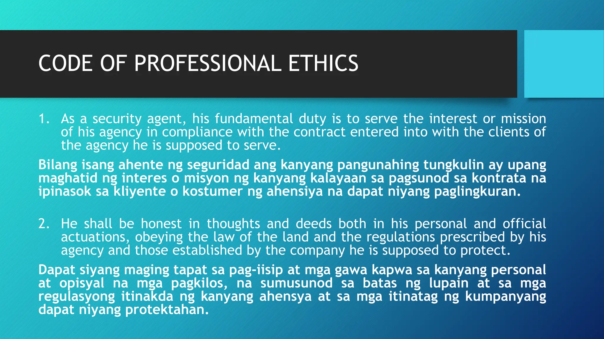 8. SECURITY GUARD CREED, CODE OF CONDUCT, COPE.pptx
