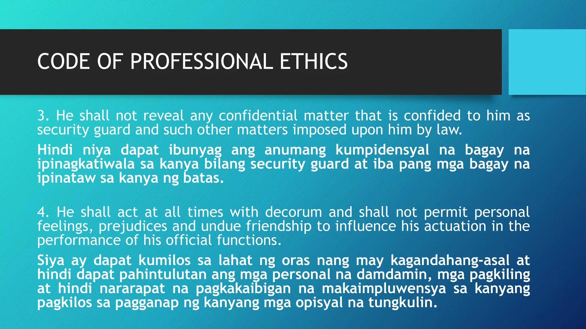 8. SECURITY GUARD CREED, CODE OF CONDUCT, COPE.pptx