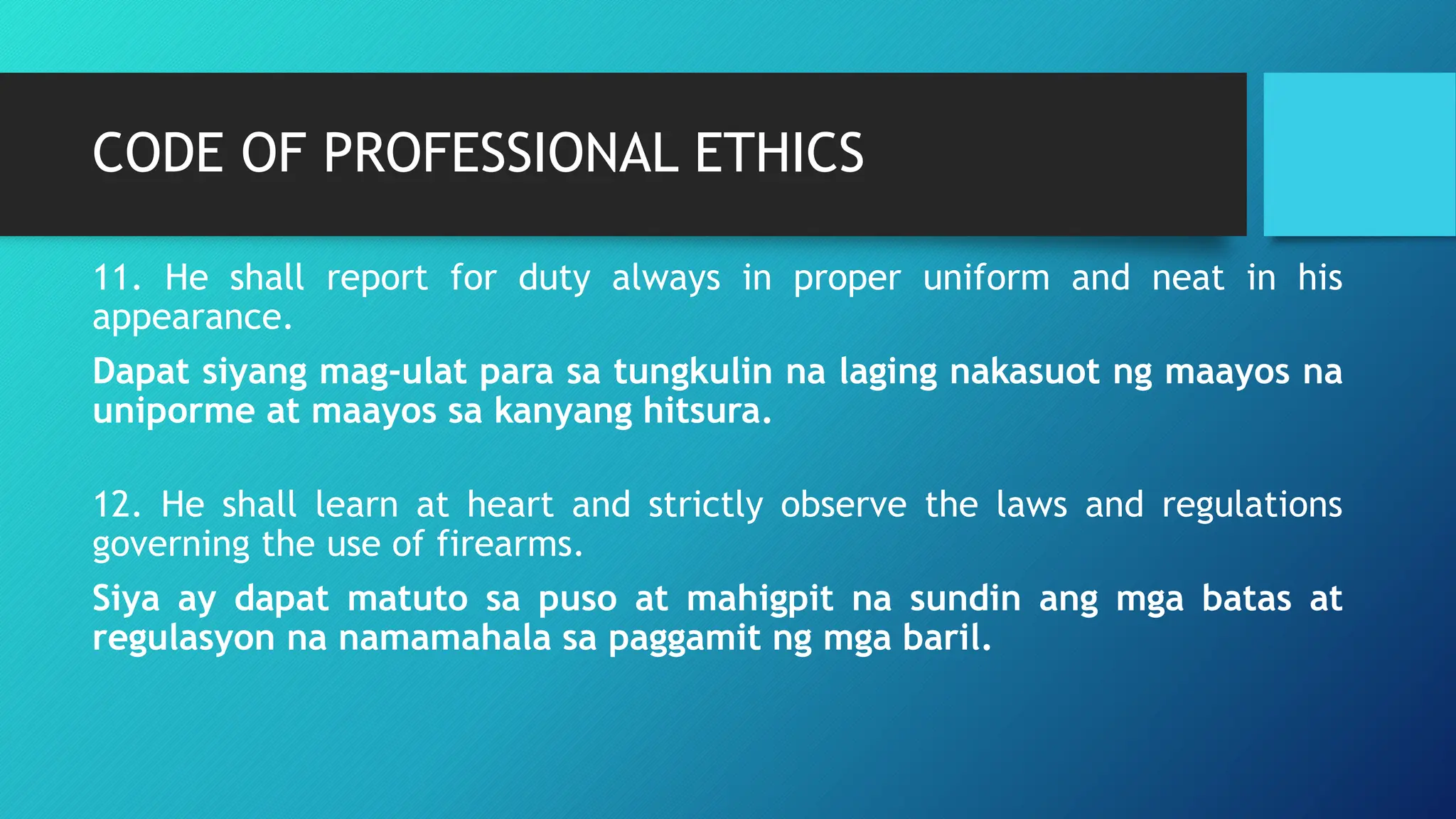 8. SECURITY GUARD CREED, CODE OF CONDUCT, COPE.pptx