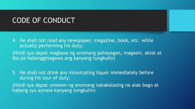 8. SECURITY GUARD CREED, CODE OF CONDUCT, COPE.pptx | Crime & Harmful ...
