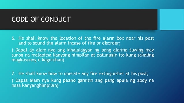 8. SECURITY GUARD CREED, CODE OF CONDUCT, COPE.pptx | Crime & Harmful ...