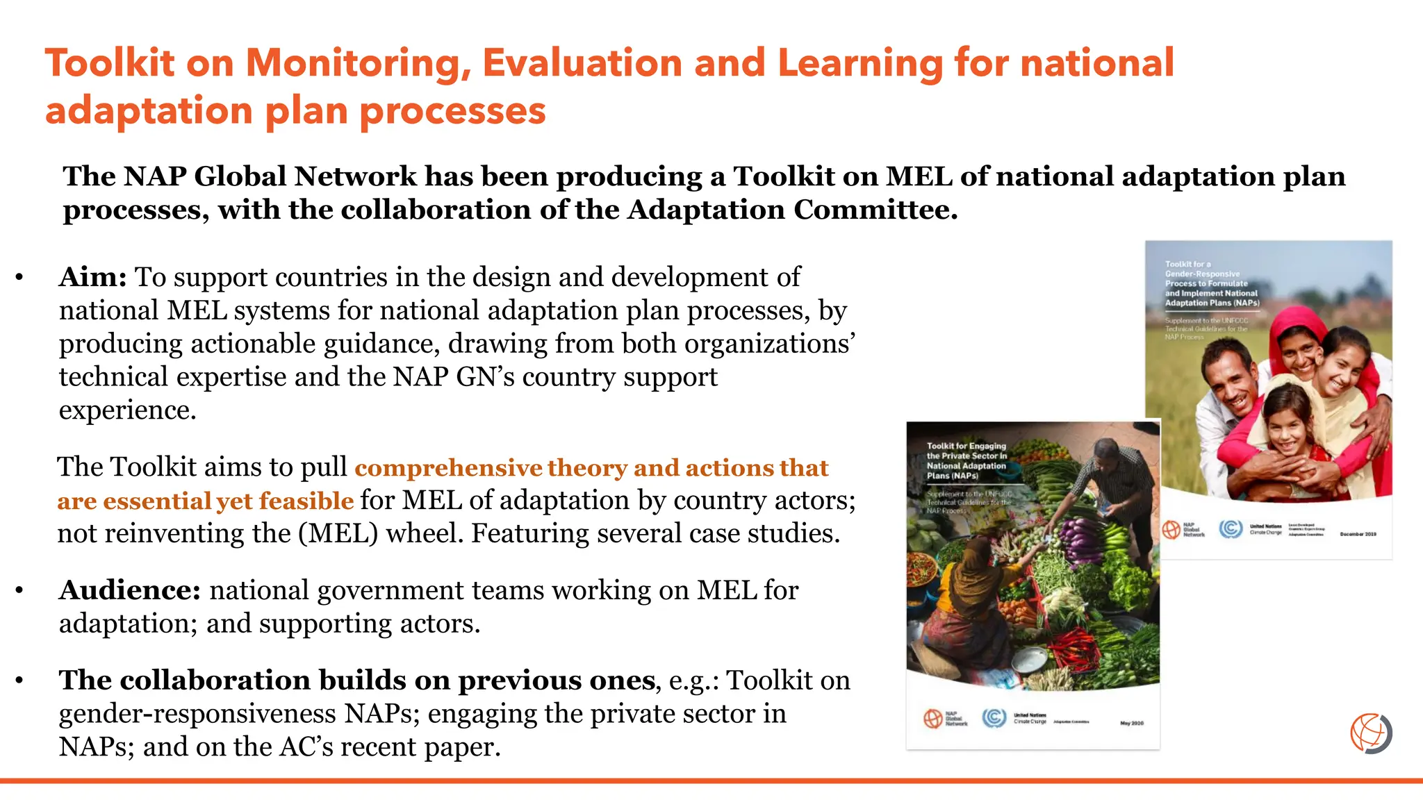 Training on NAPs: Developing and applying monitoring, evaluation and learning tools | PPT