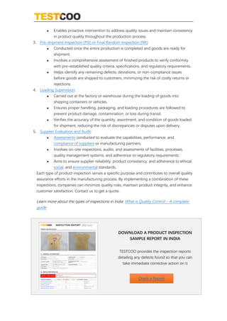 Guidelines for Product Inspection in India | PDF