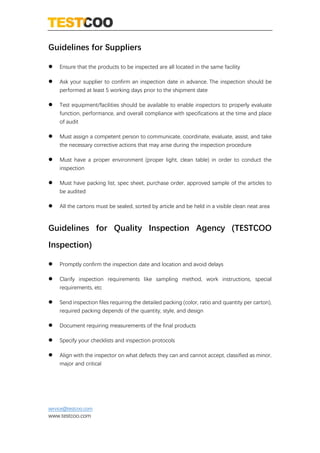 Guidelines for Product Inspection in India | PDF