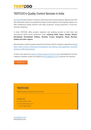 Guidelines for Product Inspection in India | PDF