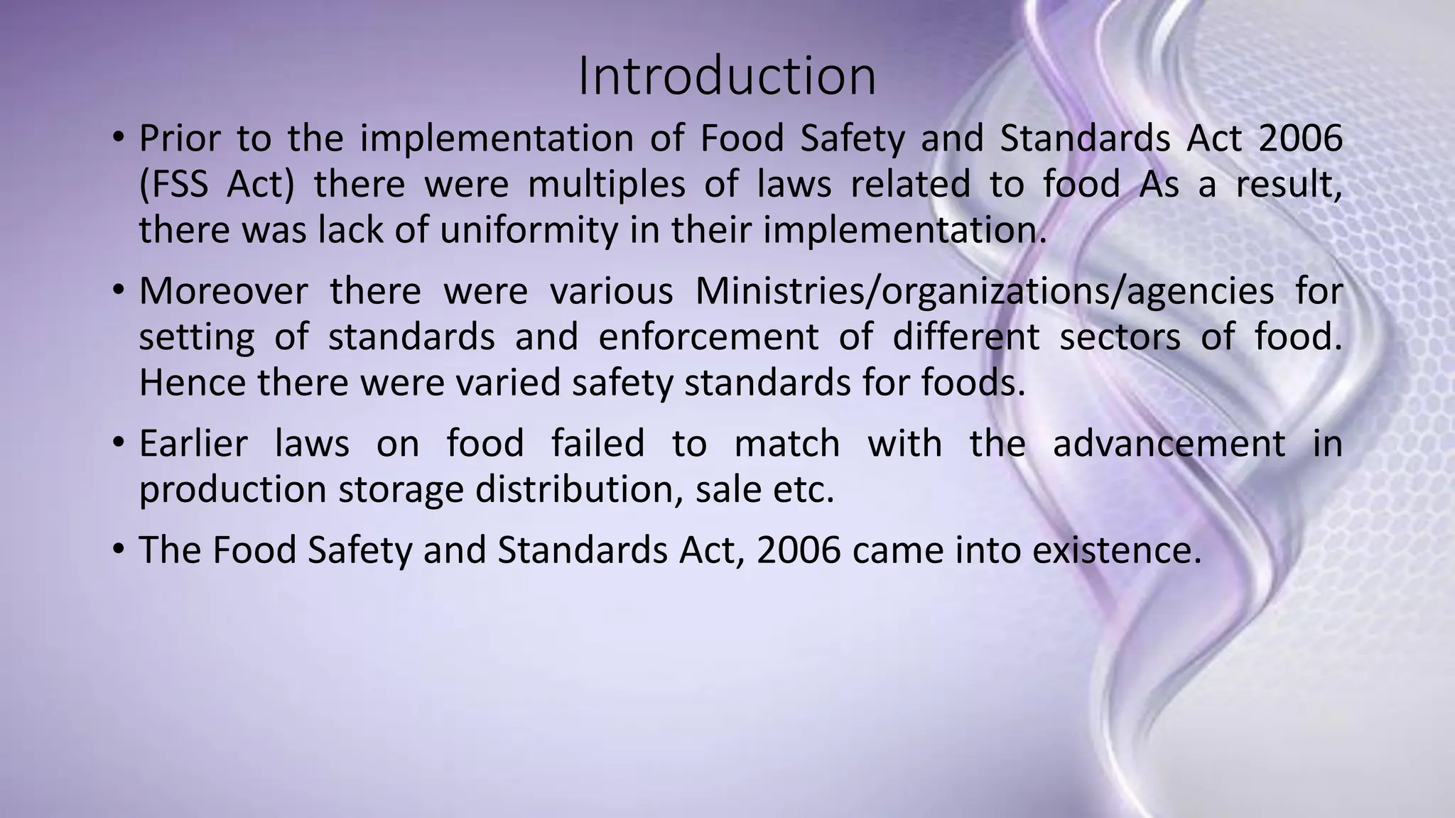 FSSAI act, Food safety act, Food safety and standards act 2006, Rules and regulations | PDF