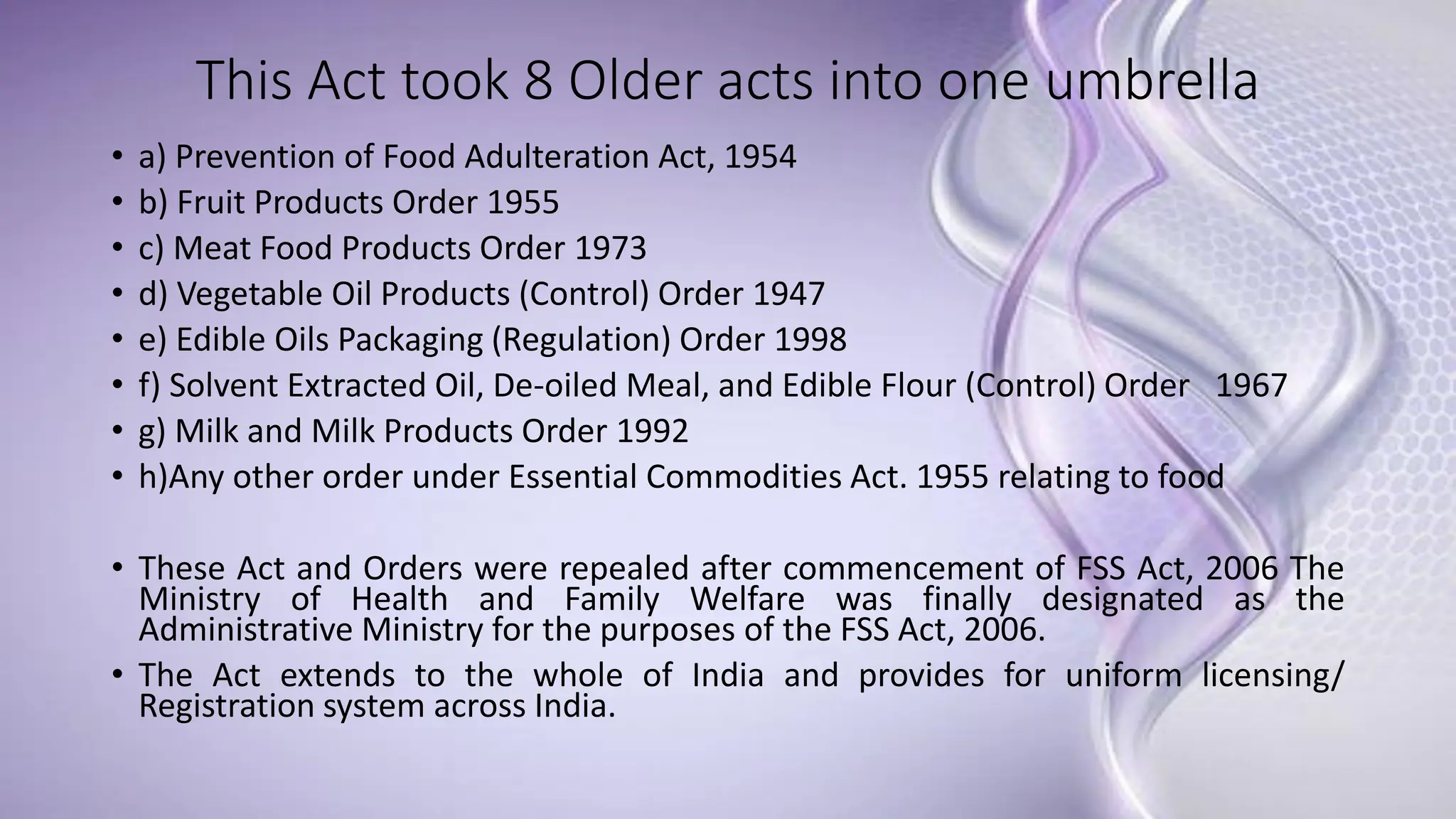 FSSAI act, Food safety act, Food safety and standards act 2006, Rules ...