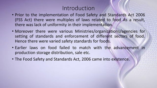 FSSAI act, Food safety act, Food safety and standards act 2006, Rules ...