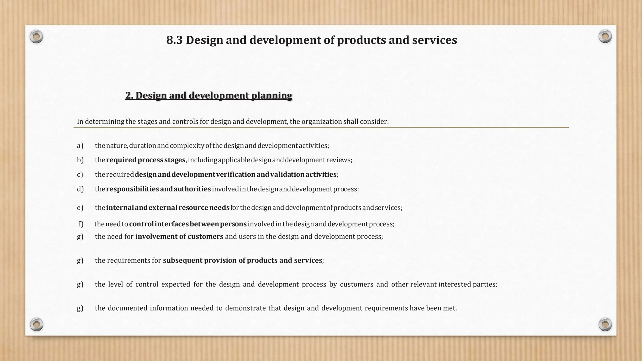 8.3 Design & Development - Clause requirements for ISO 9001 design | PPTX