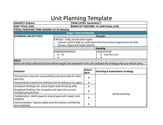 8. S1.6 Earth physics - SIS Unit Plan.docx.pdf | Educational Assessment ...