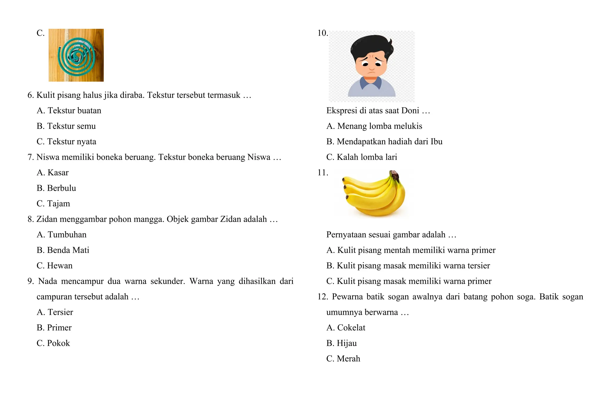 SAS Seni Rupa Kelas 1 SD Seni Rupa Soal Akhir Sumatif | PPT